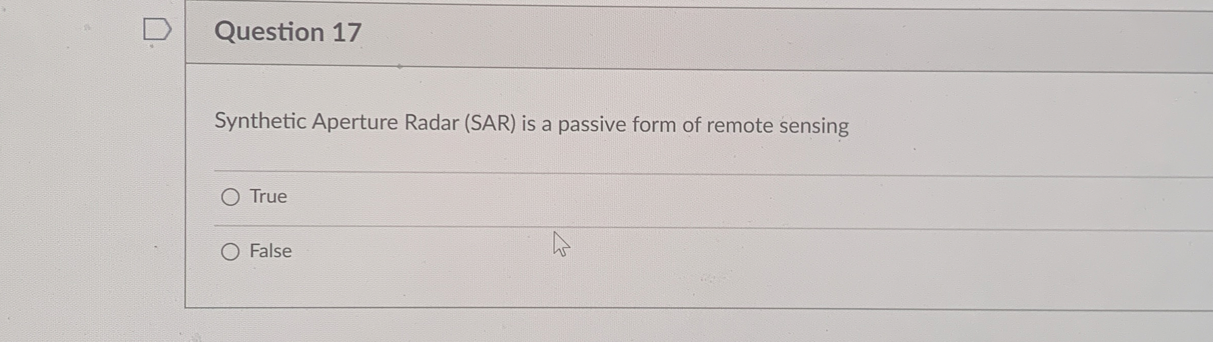 Solved Question 17Synthetic Aperture Radar (SAR) ﻿is a | Chegg.com