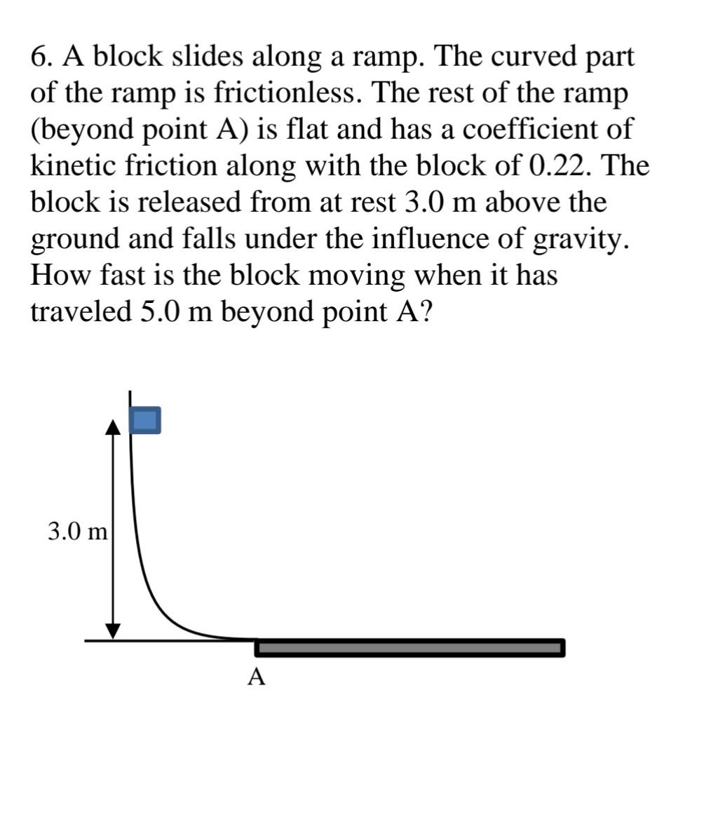 Solved 6. A block slides along a ramp. The curved part of | Chegg.com