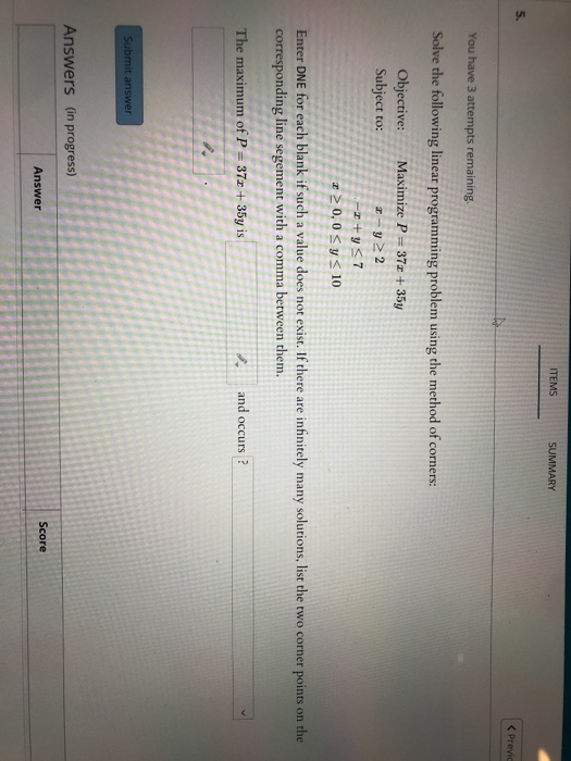 Solved ITEMS SUMMARY 5.
