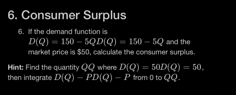 Solved Consumer SurplusIf the demand function is | Chegg.com