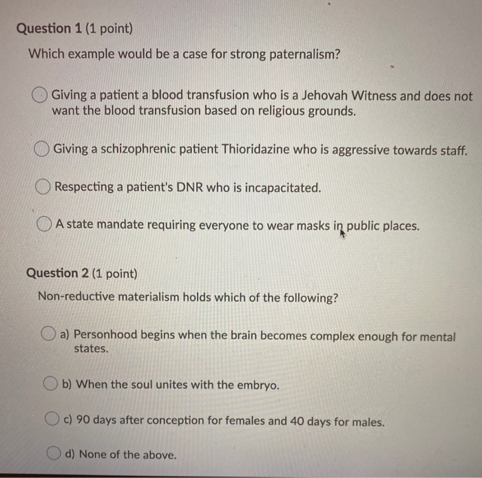 Solved Question 1 (1 point) Which example would be a case | Chegg.com