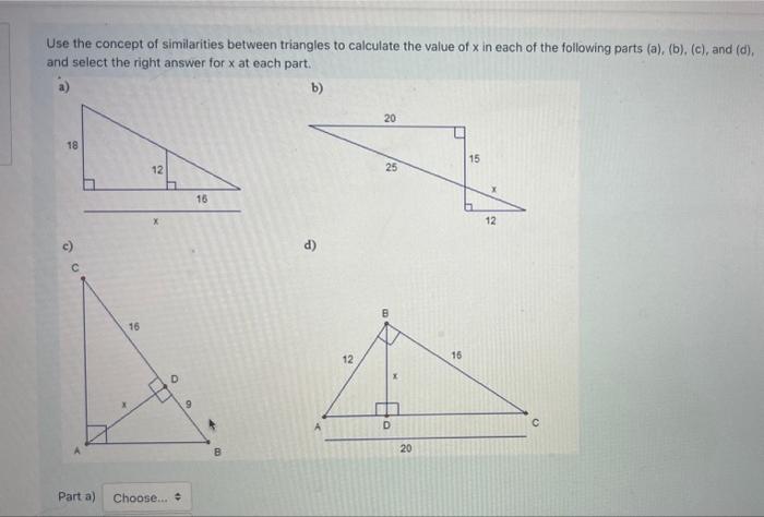 Solved Use the concept of similarities between triangles to | Chegg.com