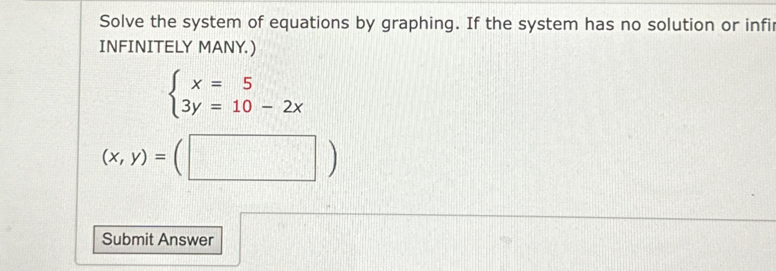 Solved Solve the system of equations by graphing. If the | Chegg.com