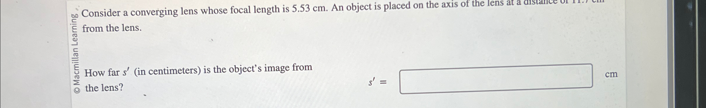 Solved Consider a converging lens whose focal length is | Chegg.com