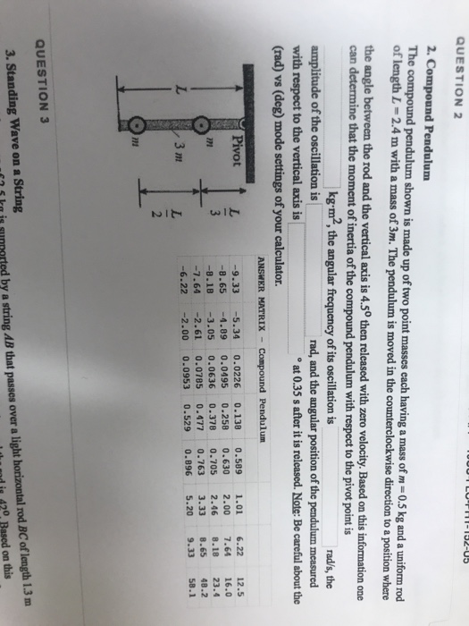 Solved The compound pendulum shown is made up of two point | Chegg.com