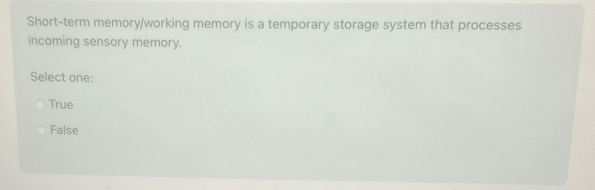 Solved Short-term memory/working memory is a temporary | Chegg.com