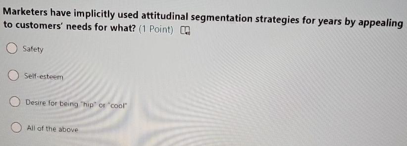 Solved Marketers have implicitly used attitudinal | Chegg.com