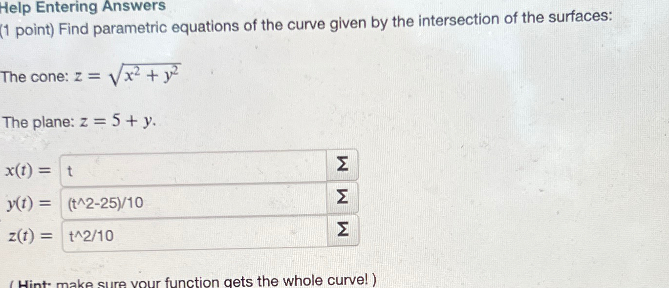 Solved Help Entering Answers(1 point) Find parametric | Chegg.com Solved Help Entering Answers(1 point) Find parametric | Chegg.com