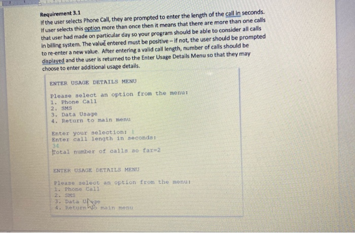 Solved Requirement 3.1 If the user selects Phone Call, they | Chegg.com