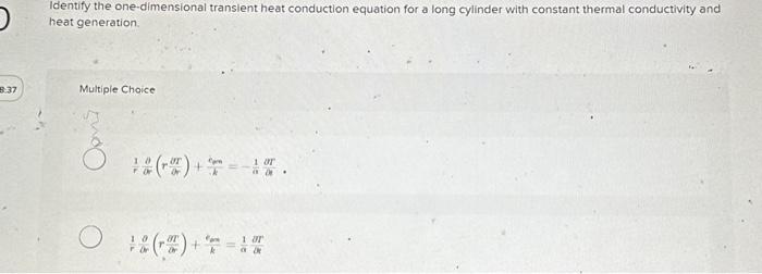 Identify The One Dimensional Transient Heat
