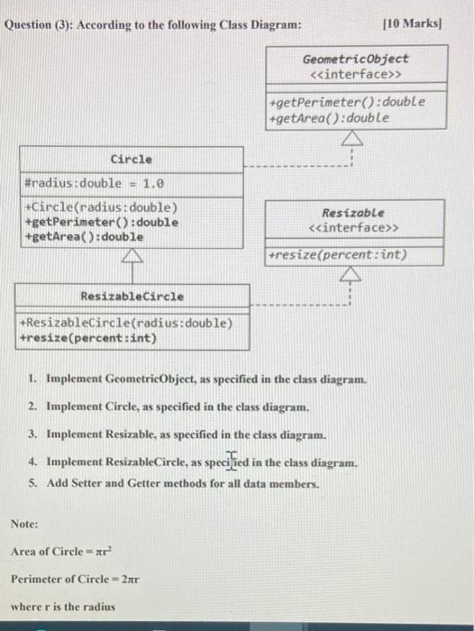 Solved Question (3): According to the following Class | Chegg.com