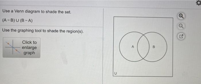 Solved Use a Venn diagram to shade the set. a (A-B) U (B-A) | Chegg.com
