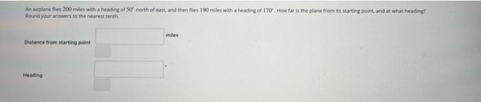 Solved An airplane flies 200 miles with a heading of so | Chegg.com