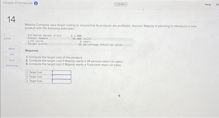 Solved Chapter 4 Homework i 14 1 points eBook Hint Print | Chegg.com