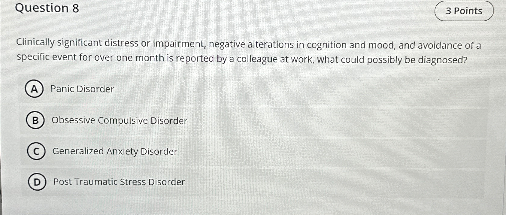 Solved Question 8Clinically significant distress or | Chegg.com