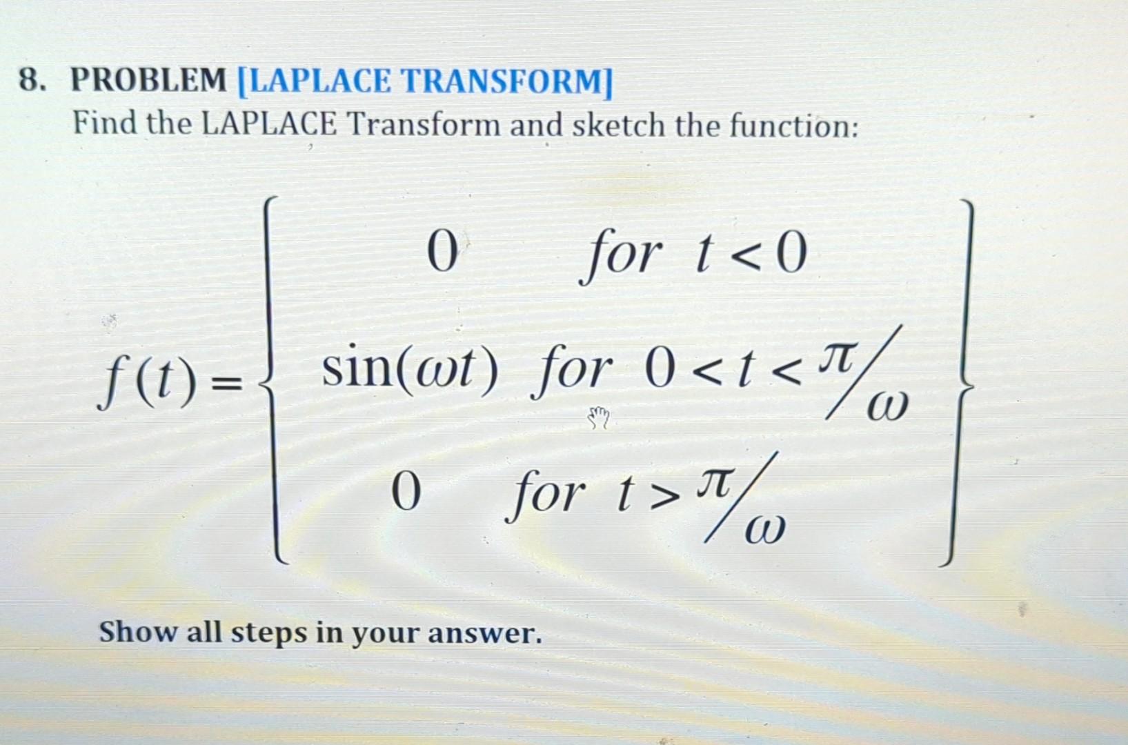 Solved PROBLEM [LAPLACE TRANSFORM] Find the LAPLACE | Chegg.com