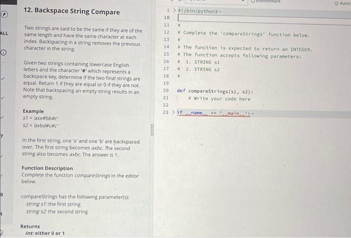 Solved 12 Backspace String Compare Two Strings Are Said To 