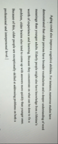 Solved Aging could also improve cognitive abilities. For | Chegg.com