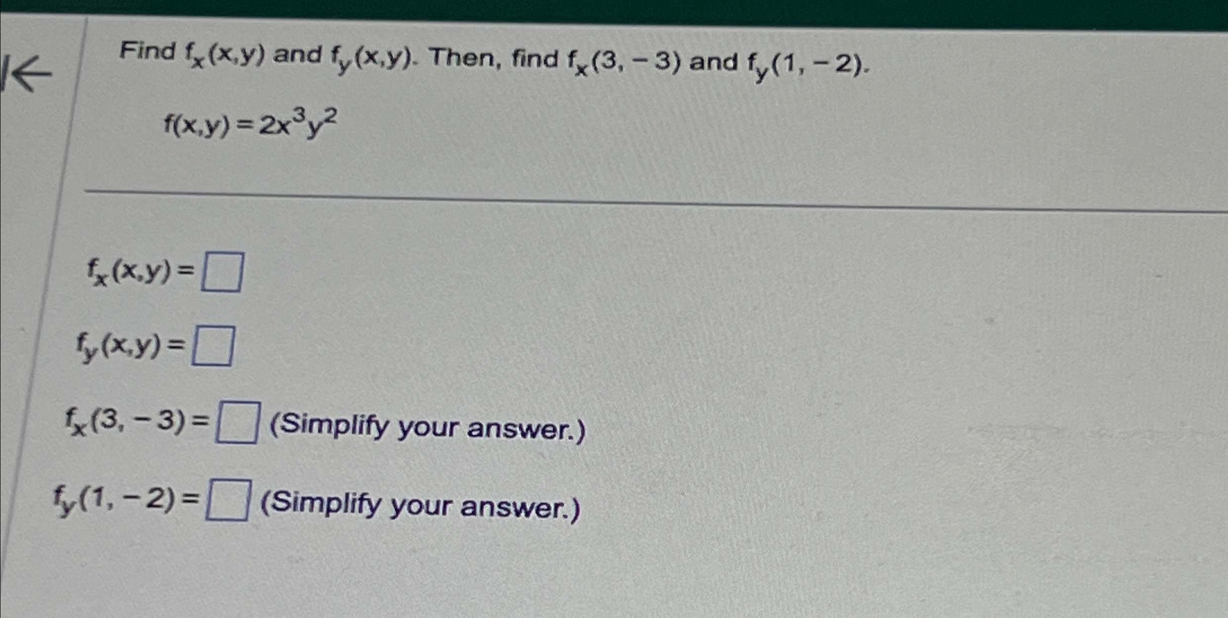 Solved Find Fx X Y ﻿and Fy X Y ﻿then Find Fx 3 3 ﻿and