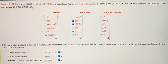 Solved Acetone, CH3COCH, is a nonelectrolyte; formic acid, | Chegg.com