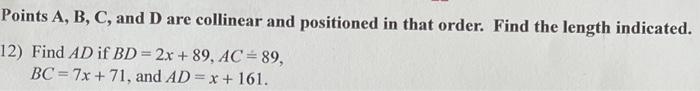 Solved Points A,B,C, and D are collinear and positioned in | Chegg.com