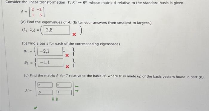 Solved sider the linear transformation T:Rn→Rn whose matrix | Chegg.com