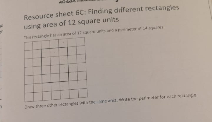 Solved Resource sheet 6C ﻿: Finding different rectangles | Chegg.com