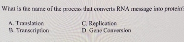 Solved What is the name of the process that converts RNA | Chegg.com