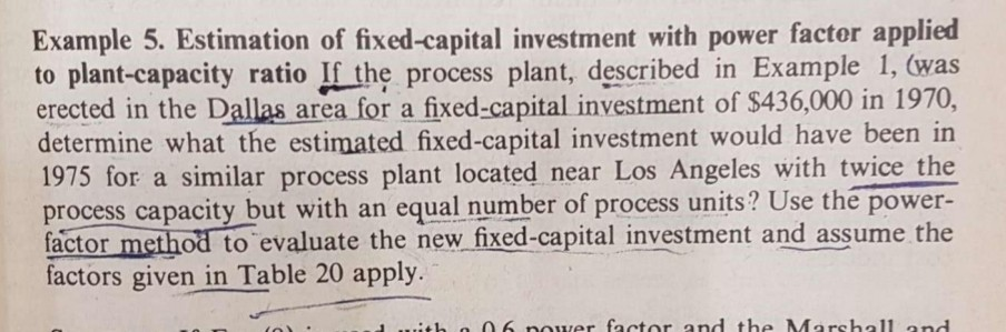 Solved Example 5. Estimation of fixed-capital investment | Chegg.com