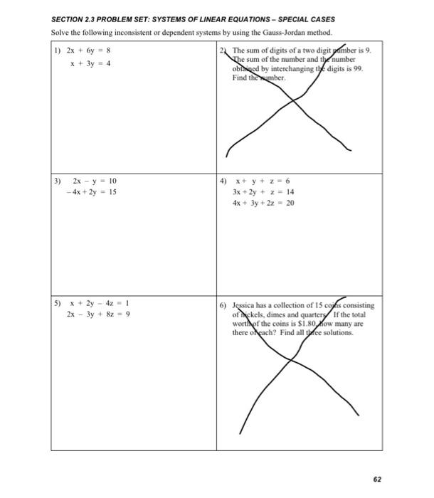 Solved SECTION 2.3 PROBLEM SET: SYSTEMS OF LINEAR EQUATIONS | Chegg.com