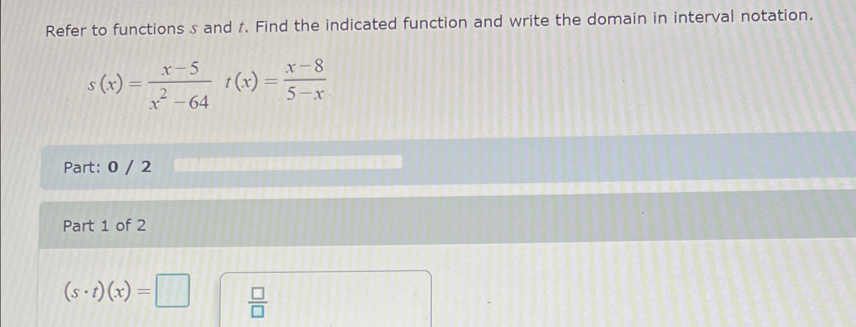 Solved Refer to functions s ﻿and t. ﻿Find the indicated | Chegg.com