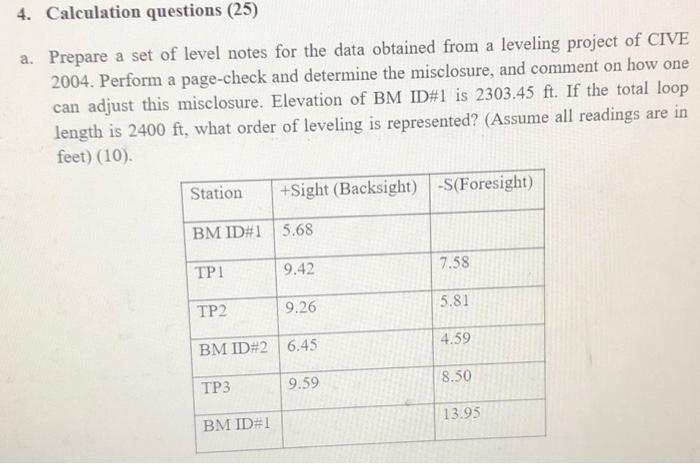 Solved 4. Calculation questions (25) a. Prepare a set of | Chegg.com