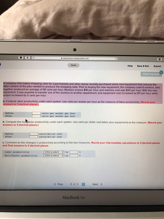 Solved connecmeducation.com o Seved Help Save & Exit Submit | Chegg.com
