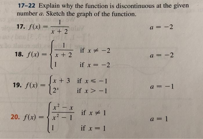Solved 17-22 Explain why the function is discontinuous at | Chegg.com
