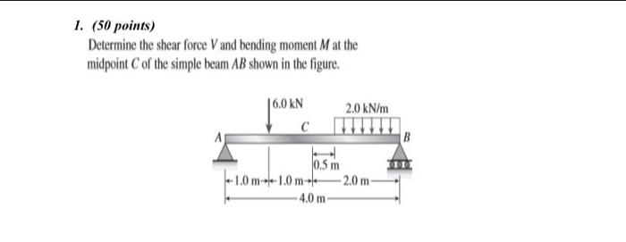 Solved 1. (50 points) Determine the shear force V and | Chegg.com Solved 1. (50 points) Determine the shear force V and | Chegg.com