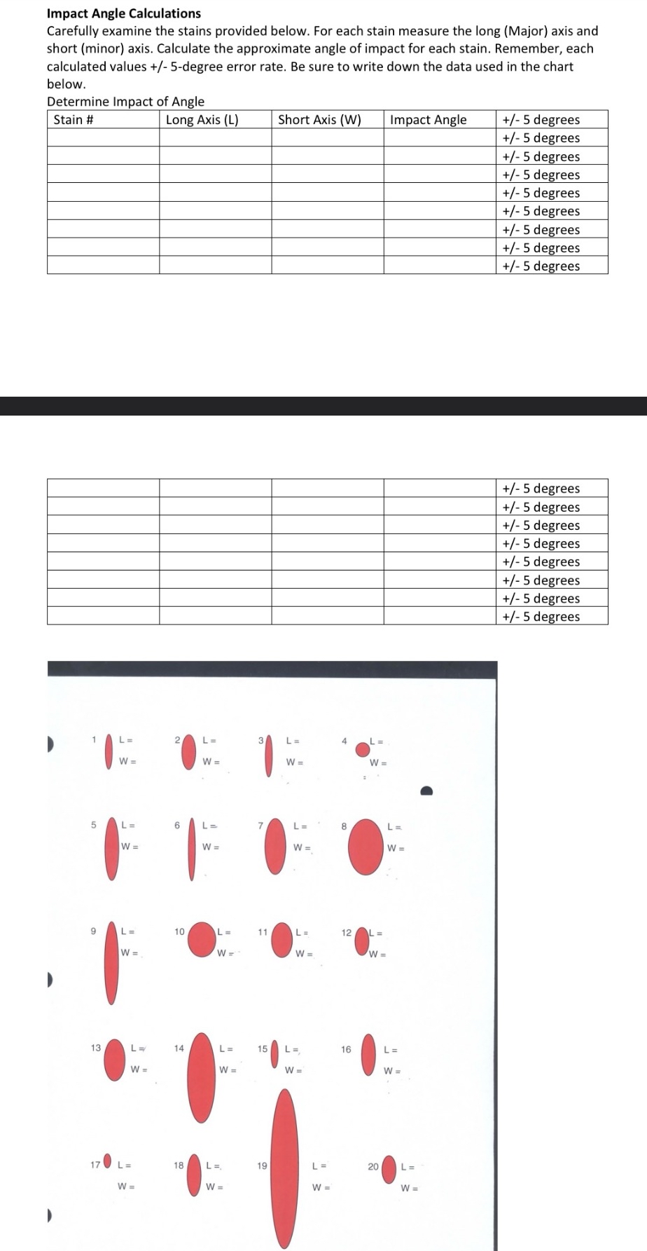 Impact Angle CalculationsCarefully examine the stains | Chegg.com