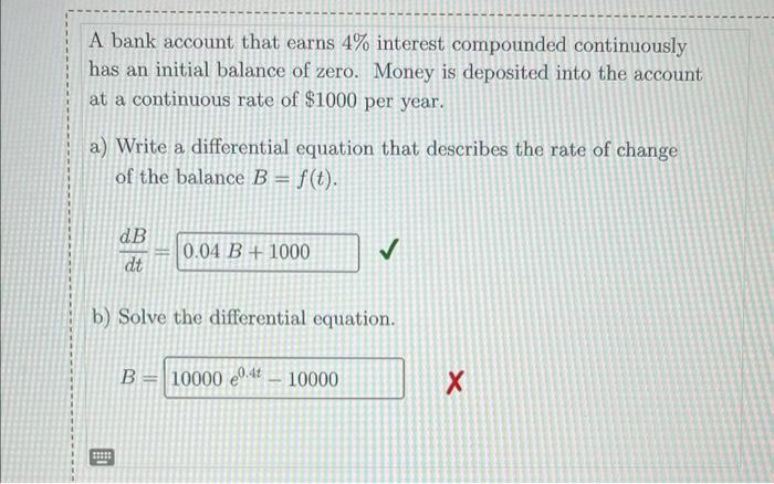 Solved A bank account that earns 4% interest compounded | Chegg.com