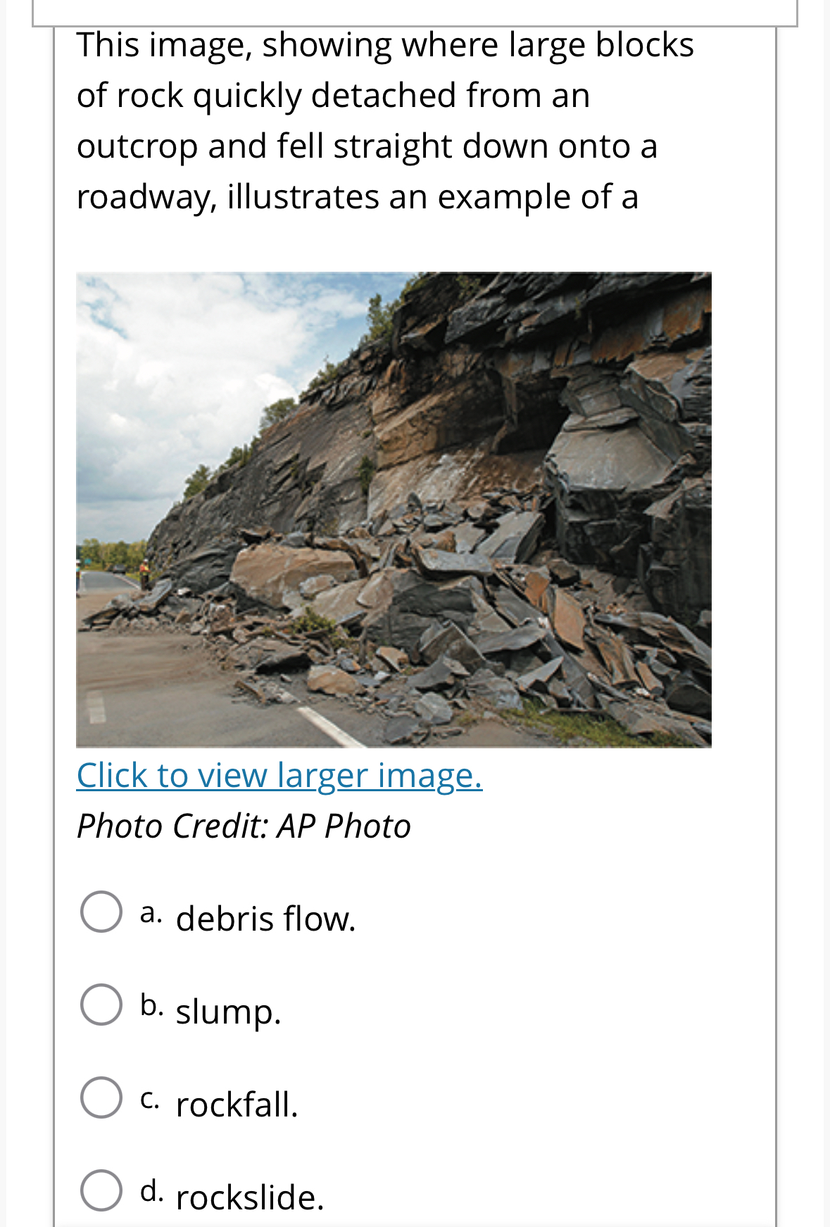 Solved This image, showing where large blocks of rock | Chegg.com