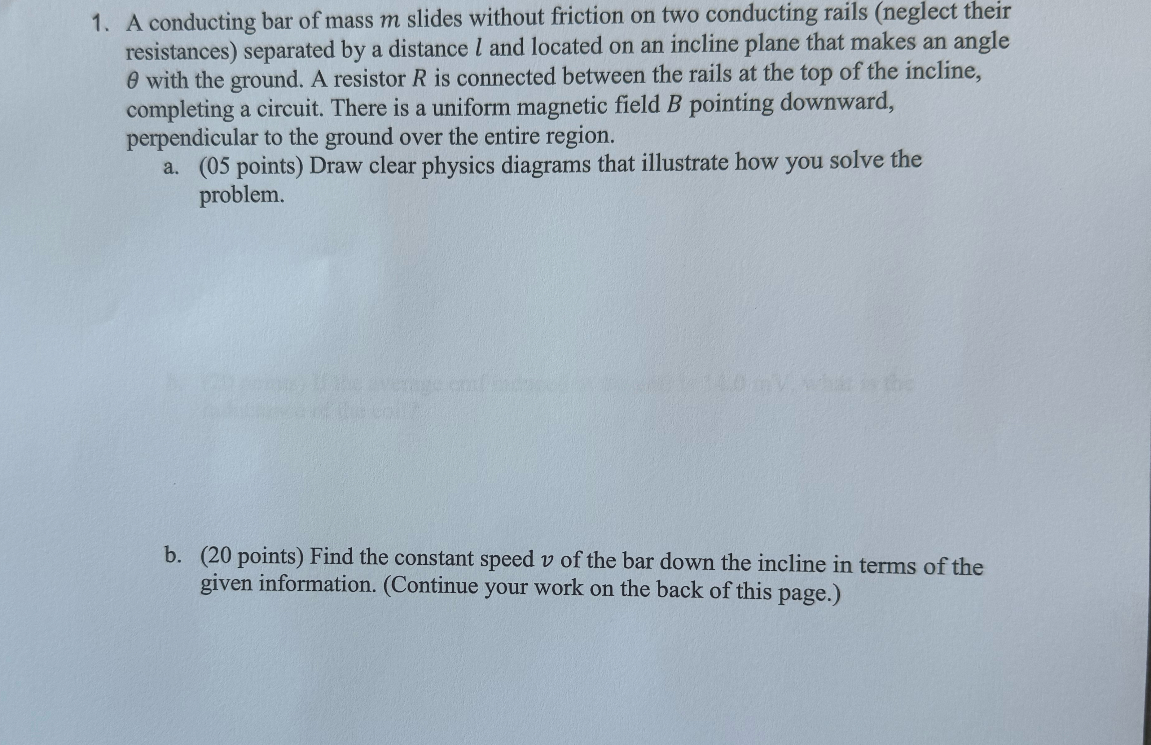 Solved A conducting bar of mass m ﻿slides without friction | Chegg.com