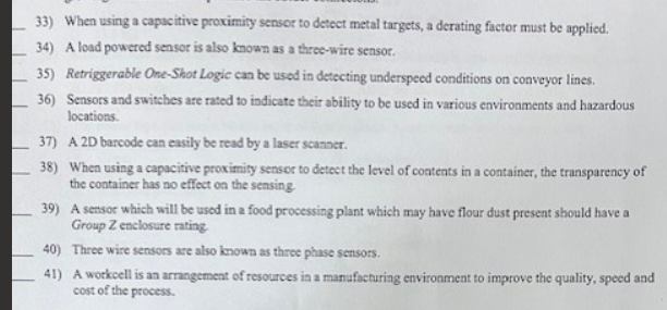 Solved When using a capacitive proximiry sensor to detect | Chegg.com