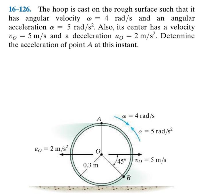 Solved 16-126. The hoop is cast on the rough surface such | Chegg.com