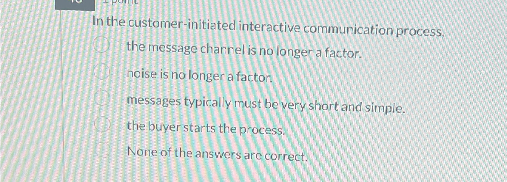 Solved In the customer-initiated interactive communication | Chegg.com