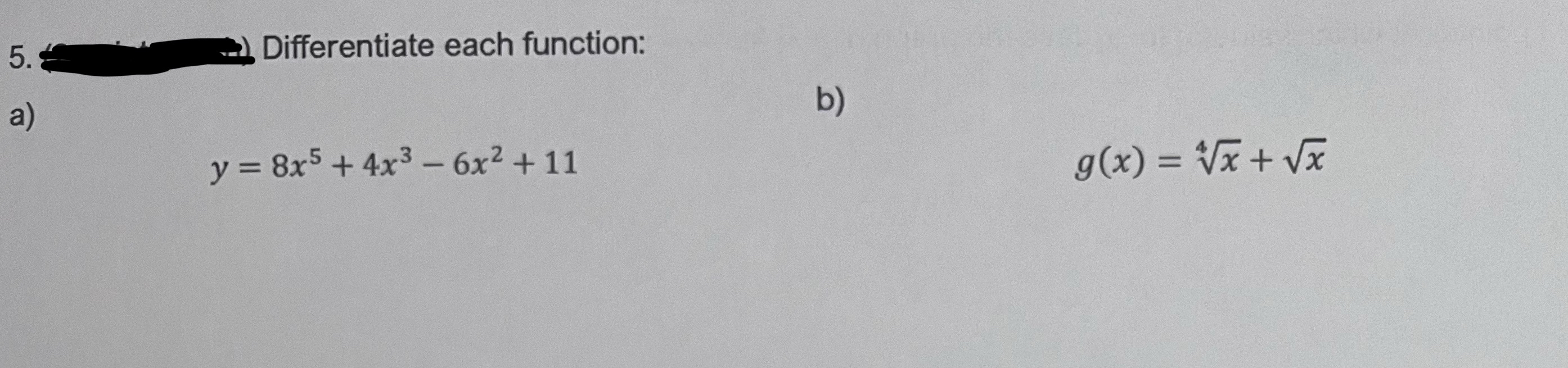 Solved Differentiate each | Chegg.com