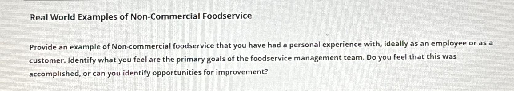 Solved Real World Examples of Non-Commercial | Chegg.com