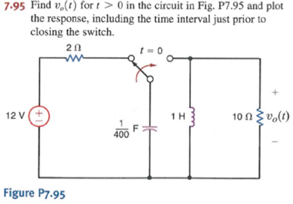 Solved Find v0(t) for t > 0 in the circuit in Fig. P7.95 and | Chegg.com