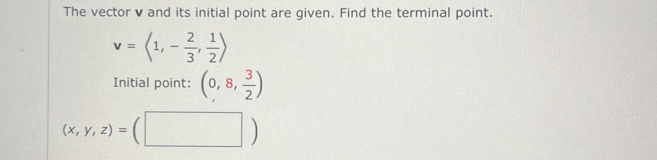 Solved The vector v ﻿and its initial point are given. Find | Chegg.com