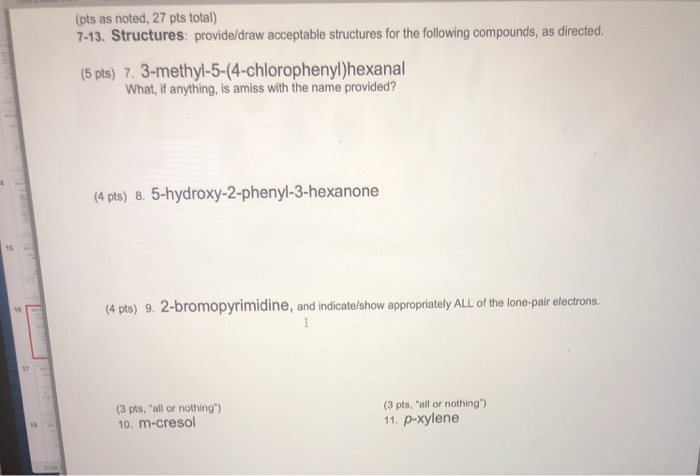 Solved (pts as noted, 27 pts total) 7-13. Structures: | Chegg.com