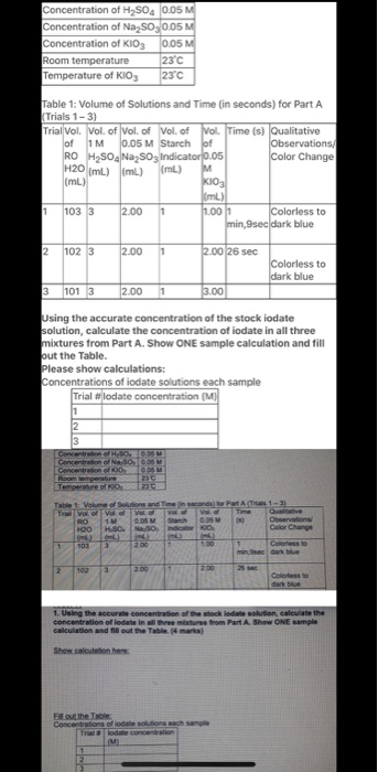 Solved Concentration of H2SO4 0.05M Concentration of Naz So, | Chegg.com