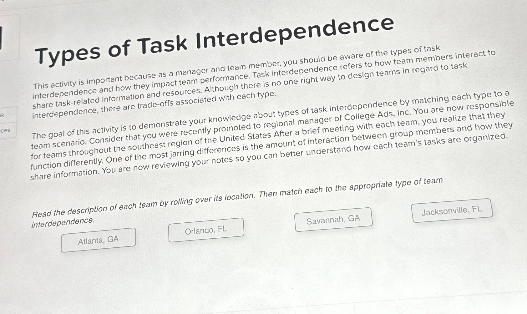 Solved This activity is important Types of Task | Chegg.com