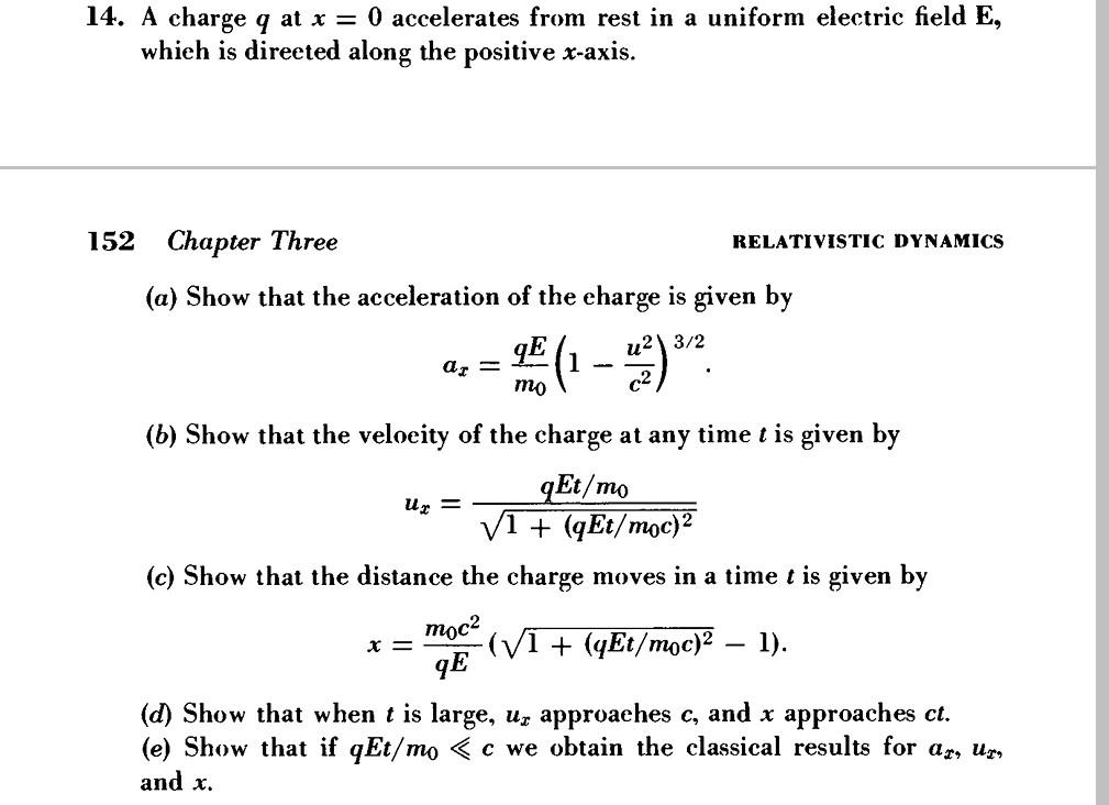 Solved 14. A charge q at x=0 accelerates from rest in a | Chegg.com